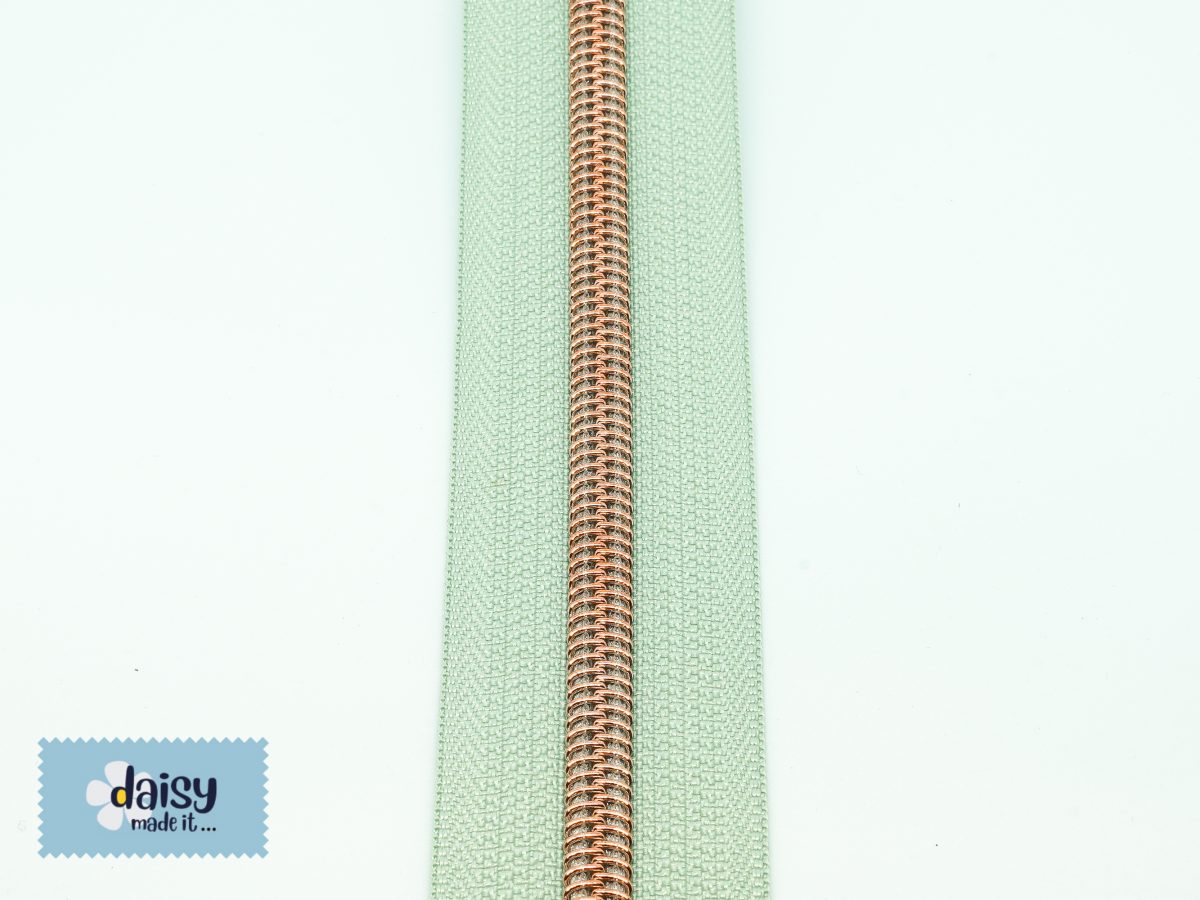 #5 Continuous Zipper Tape - Sage Green Rose Gold Teeth - Daisy Made It ...